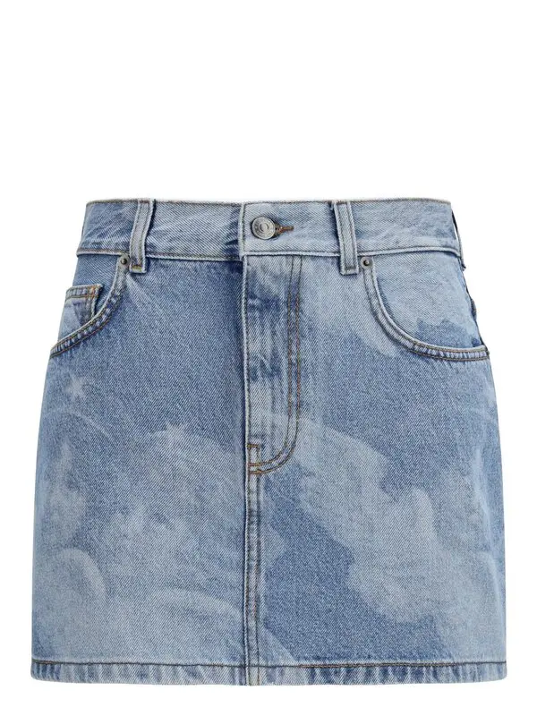 Fiorucci Angel-print Denim Mini Skirt - Light Blue