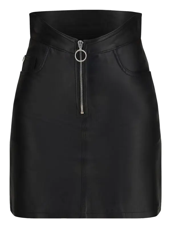 Fiorucci Leather Mini Skirt With Zip Detail - Black