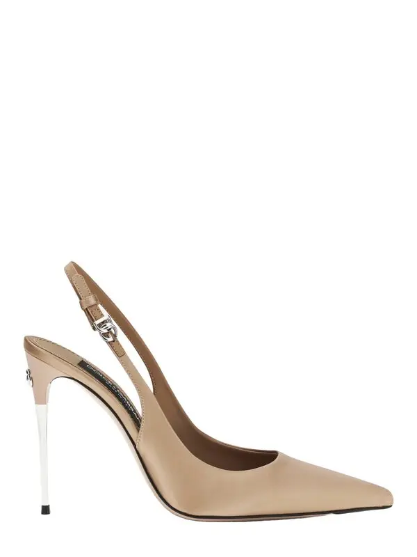Dolce & Gabbana Satin Slingback Pumps With Metal Heel - Beige