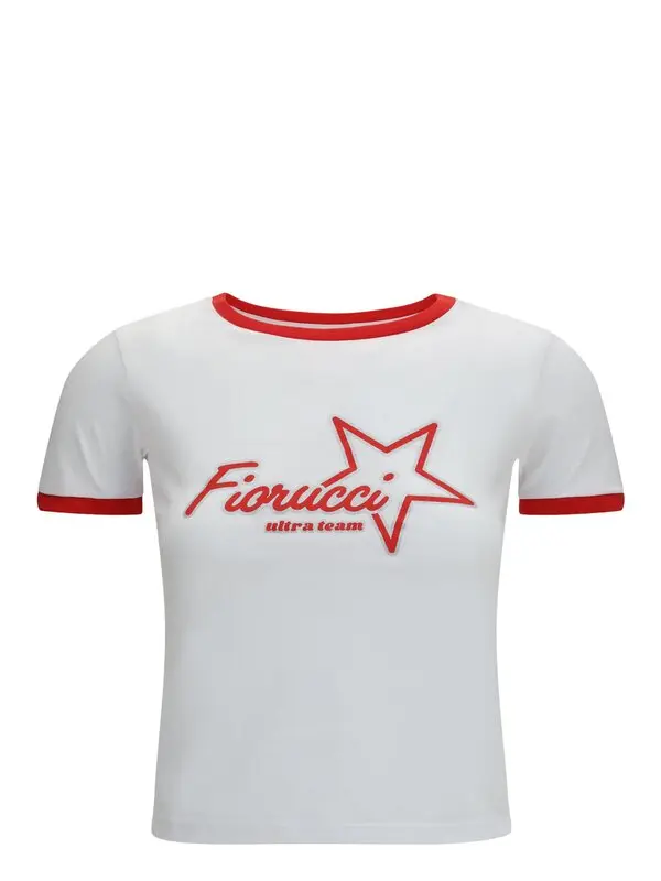 Fiorucci Cotton T-shirt With Glitter Logo - Red