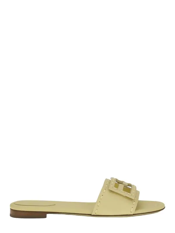 Fendi Baguette Sandals In Hammered Calfskin - Beige