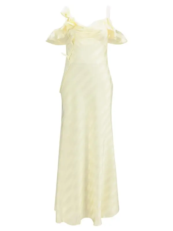 SELF-PORTRAIT Satin Striped Jacquard Gown - Yellow