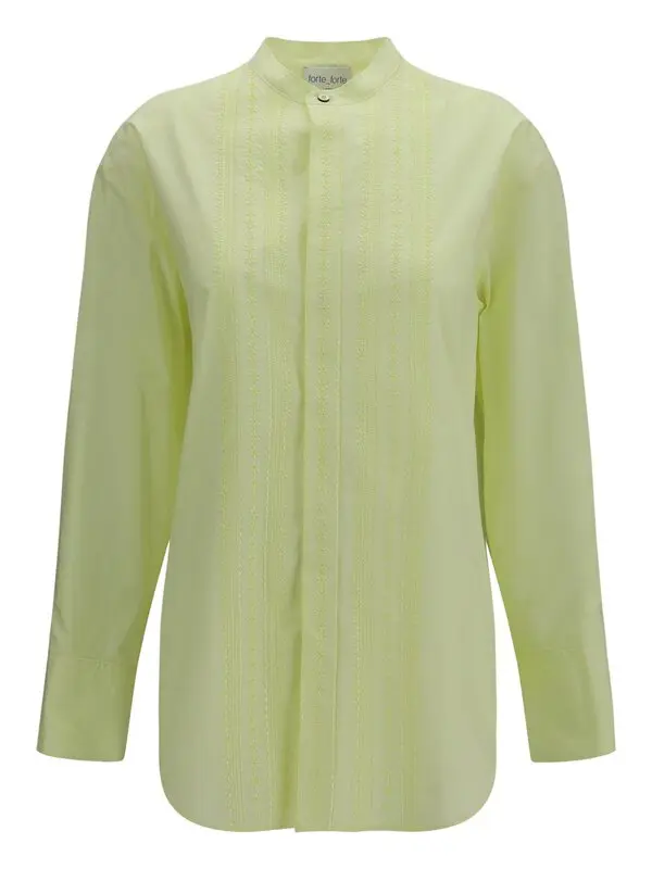 FORTE_FORTE Les Fleurs Embroidered Cotton Poplin Shirt - Yellow