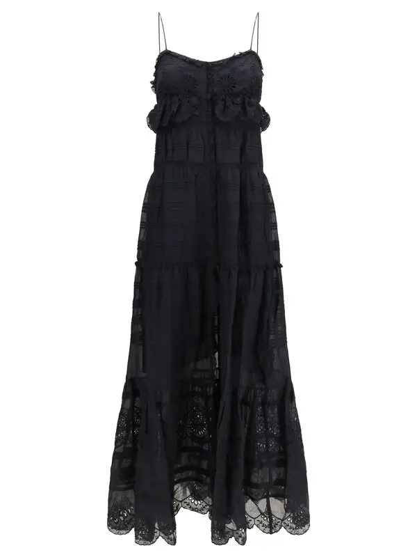 MARANT ETOILE Marant Étoile Paule Maxi Dress With Ruffles And Lace Details - Black