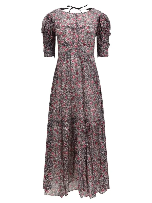 MARANT ETOILE Marant Étoile Sichellia Floral Print Puff Sleeve Maxi Dress - Purple