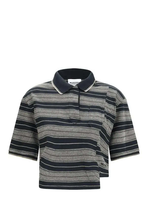 MARANT ETOILE Marant Étoile Isalyne Striped Organic Cotton Piqué Polo - Black