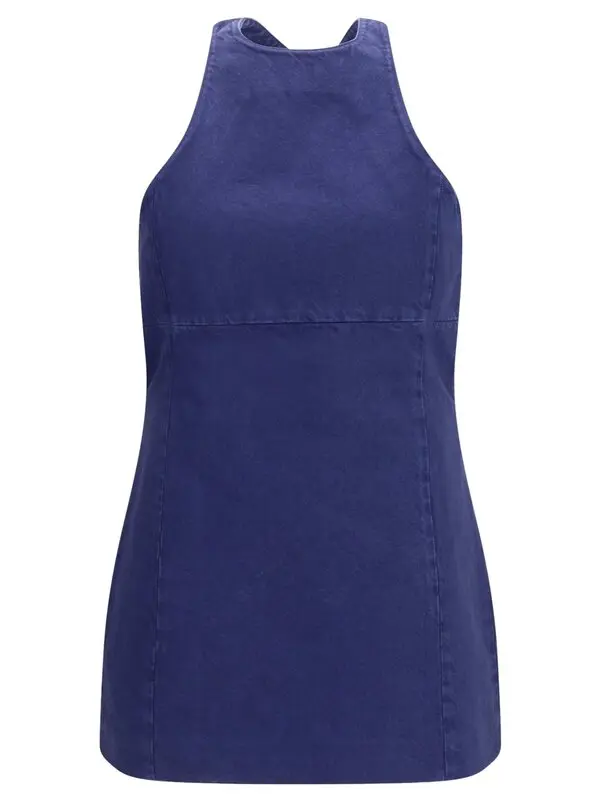 Miu Miu Short Cotton Halter Dress - Blue