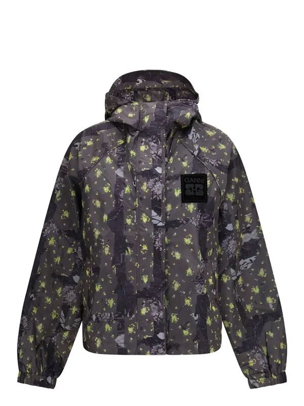 GANNI Ultralight Nylon Jacket With Floral Print - Multicolour