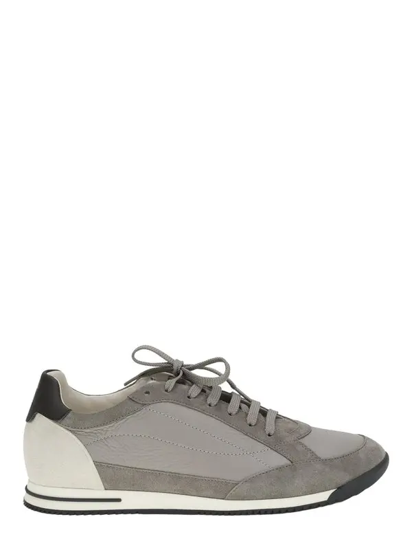 Brunello Cucinelli Deer And Suede Lace-up Sneakers - Grey