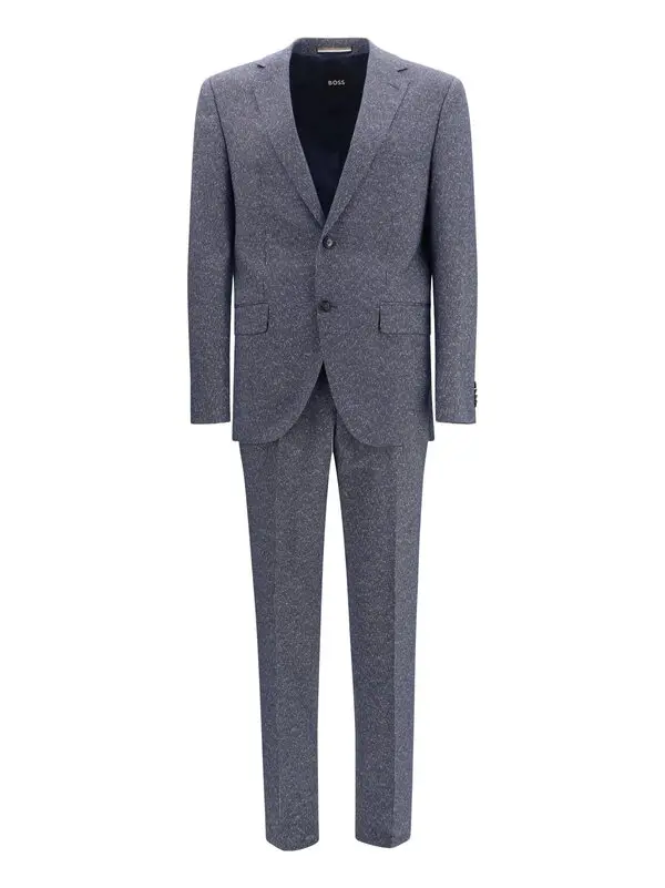 Hugo Boss Striped Viscose And Cotton Blend Suit - Blue