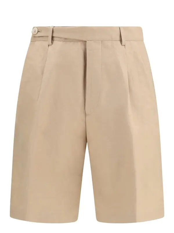 Brunello Cucinelli Cotton And Linen Tailored Shorts - Beige