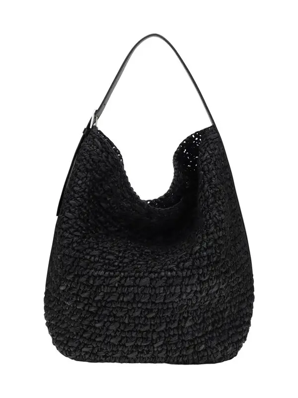 TOTEME Paper Raffia Tote Shoulder Bag - Black