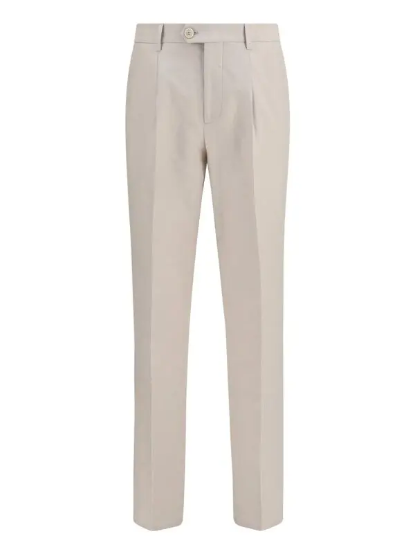 Brunello Cucinelli Tailored Cotton And Linen Pants - Beige