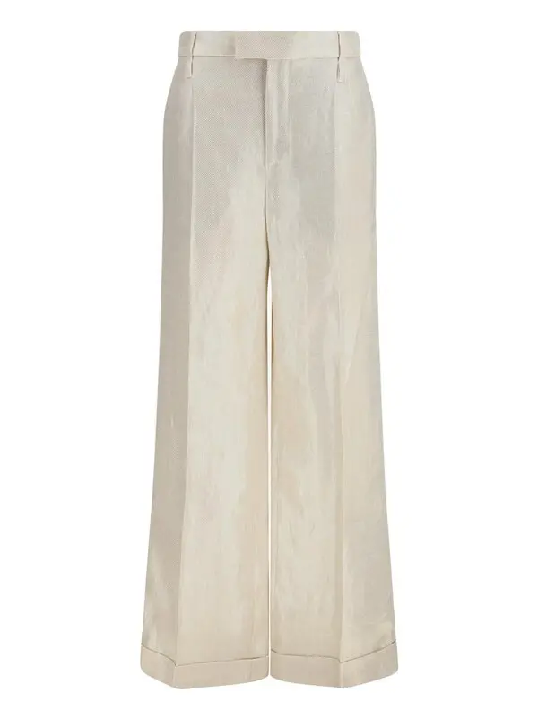 Brunello Cucinelli Linen Tailored Pants - Cream