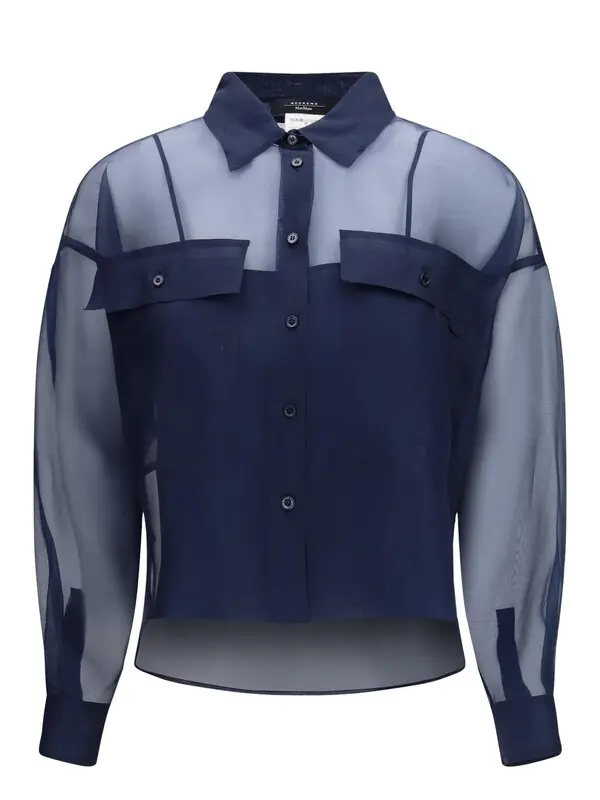 Max Mara Colomba Silk Organza Shirt With Matching Slip Top - Blue