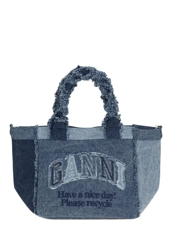 GANNI Small Trapeze Denim Shopper - Blue