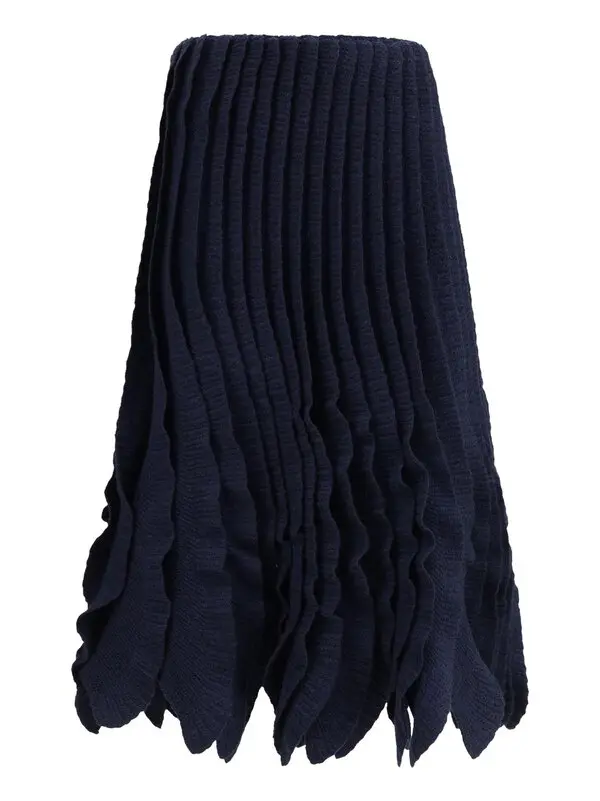 Alaïa Tweed Knit Ruffle Skirt - Blue