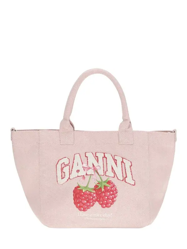 GANNI Small Easy Shopper Bag With Raspberry Print - Pink