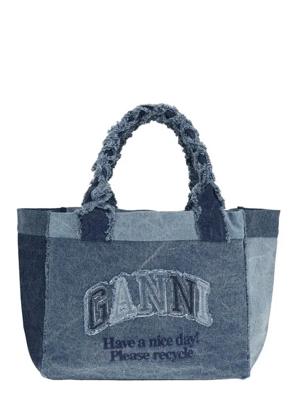 GANNI Medium Trapeze Denim Shopper - Blue