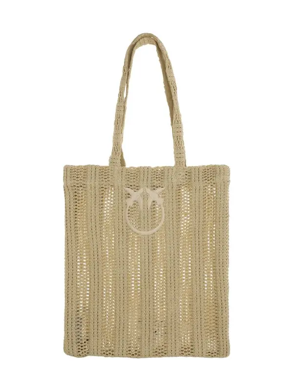 Pinko Raffia Medium Easy Tote Bag - Beige