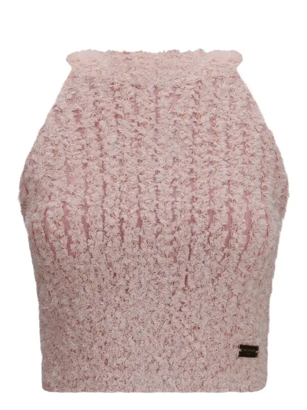 Balmain Sleeveless Crew Neck Top - Pink