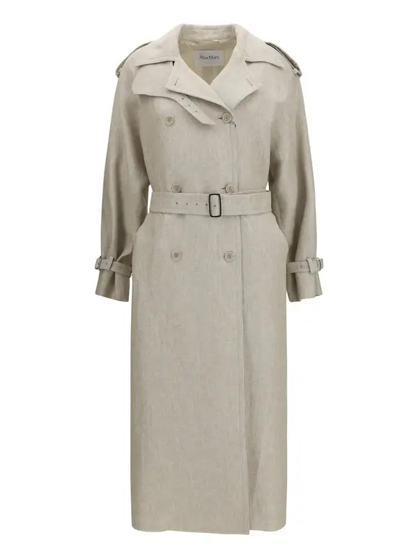 Max Mara Double-breasted Linen Trench Coat - Brown