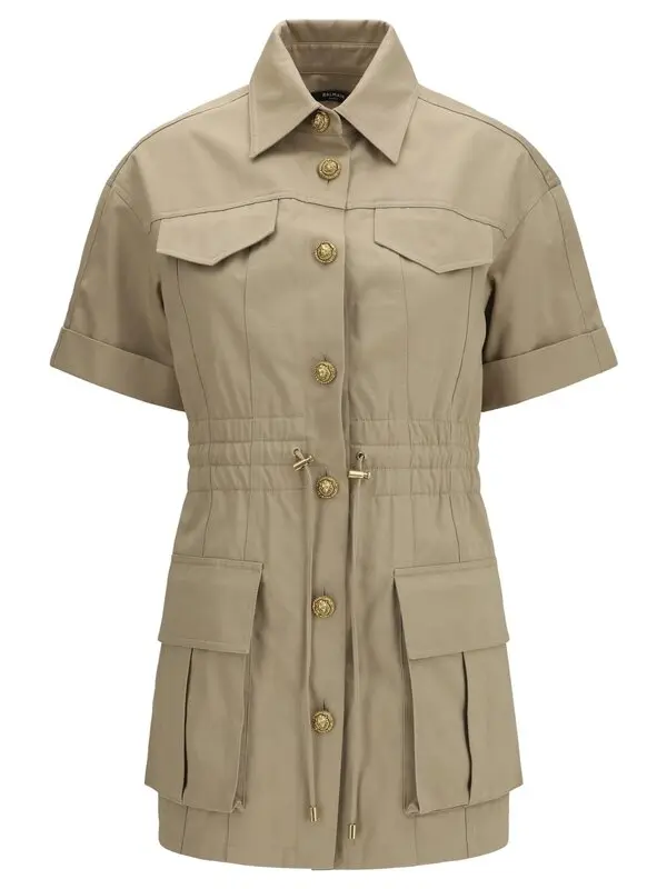 Balmain Gabardine Four-pocket Button Dress - Beige