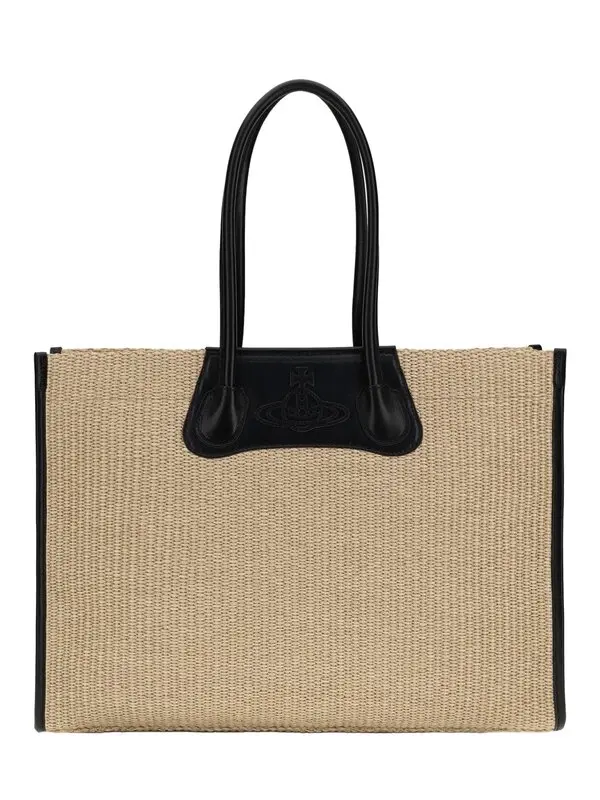 VIVIENNE WESTWOOD Troy Raffia Tote Bag - Beige