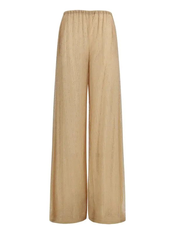 Ermanno Scervino Tulle Wide Leg Pants With Rhinestones - Pink