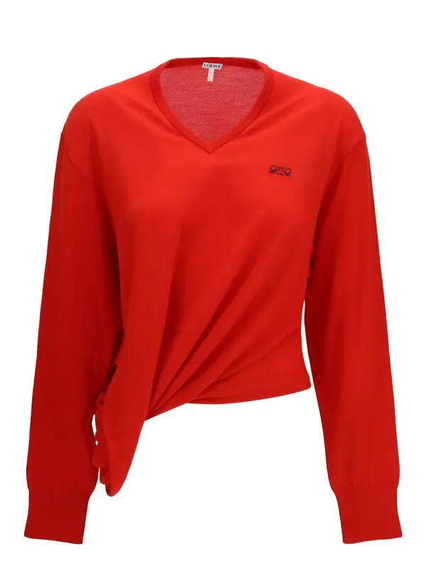 Loewe Wool Sweater With Logo - Red