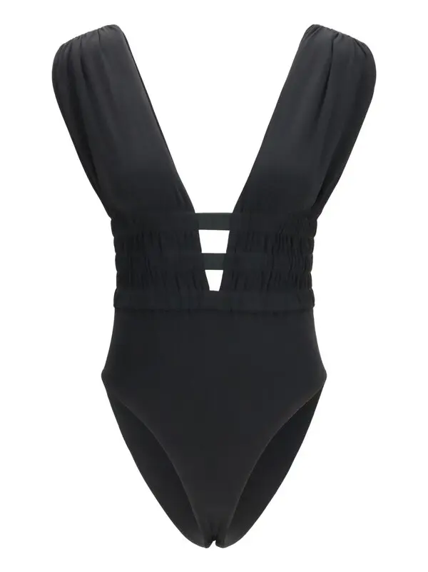 Alaïa Fluid Viscose Bodysuit With Deep V-neckline - Black