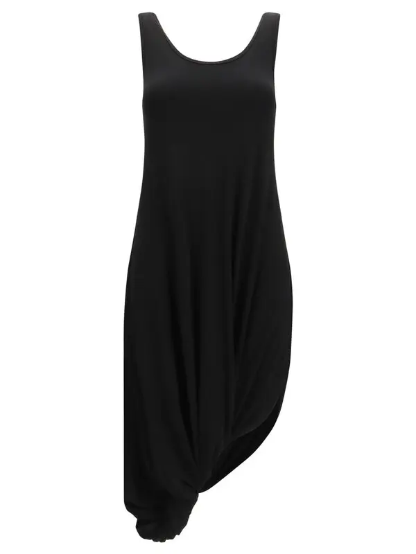Loewe Asymmetrical Draped Viscose Dress - Black