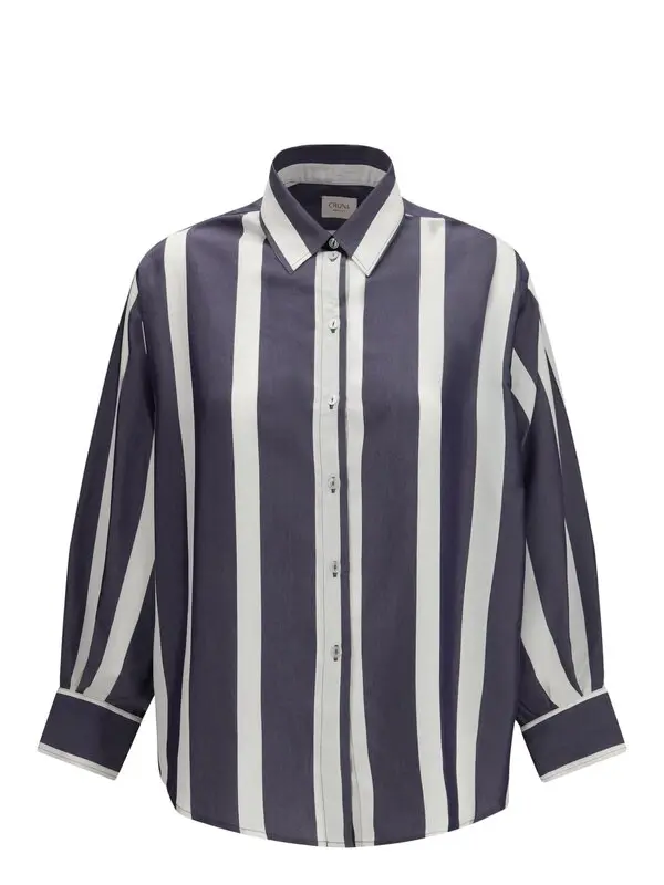 CRUNA Oversized Striped Shirt - Blue
