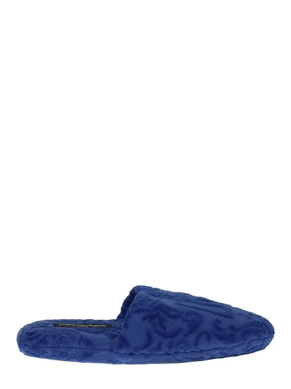 Dolce & Gabbana Jacquard Cotton Terry Slippers - Blue