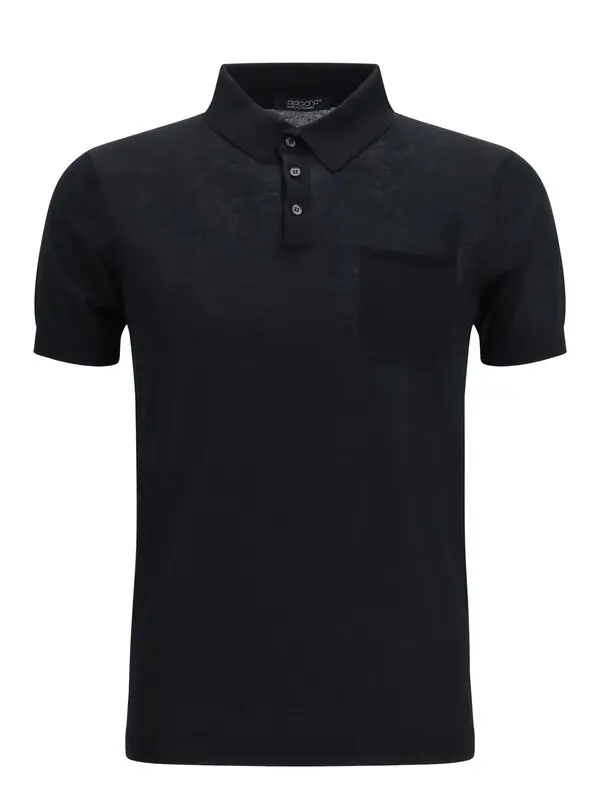 ARAGONA CASHMERE Short-sleeve Polo In Cotton - Black