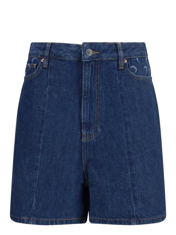 MARINE SERRE High-waisted Denim Shorts - Blue