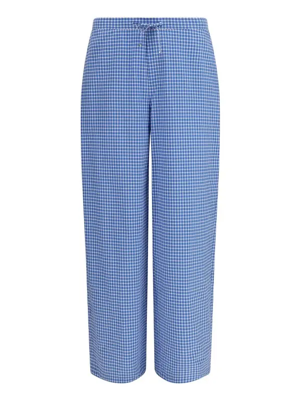 Loewe Drawstring Cotton Checkered Pants - Light Blue