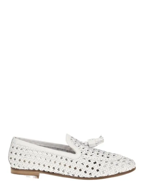 Fratelli Rossetti Leather Loafers With Woven Detailing - White