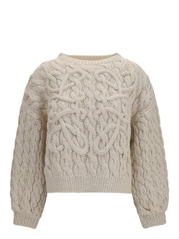 Loewe Textured Wool And Cotton-blend Midweight Knit - Beige
