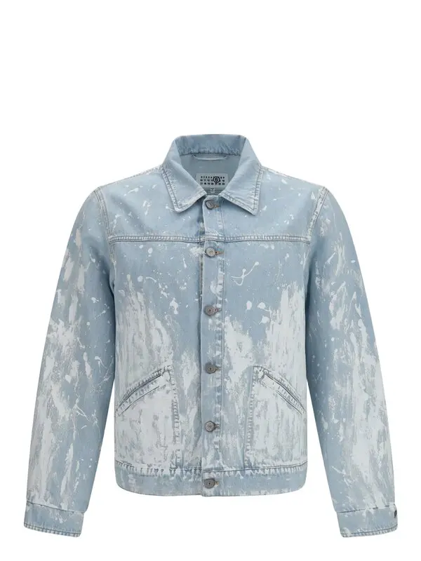 MAISON MARGIELA Paint-effect Denim Jacket - Light Blue
