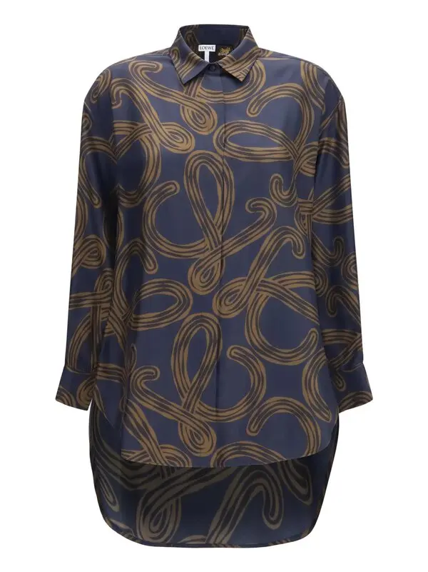Loewe Lightweight Printed Silk Twill Shirt - Brown