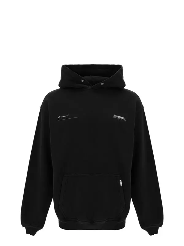 REPRESENT Cotton Hoodie With Monogram Detail - Black