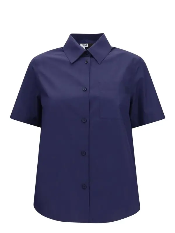 Loewe Short-sleeve Shirt With Embroidered Anagram - Blue
