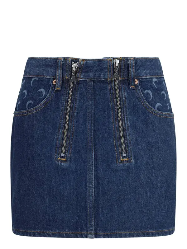 MARINE SERRE Zipped Mini Skirt - Blue