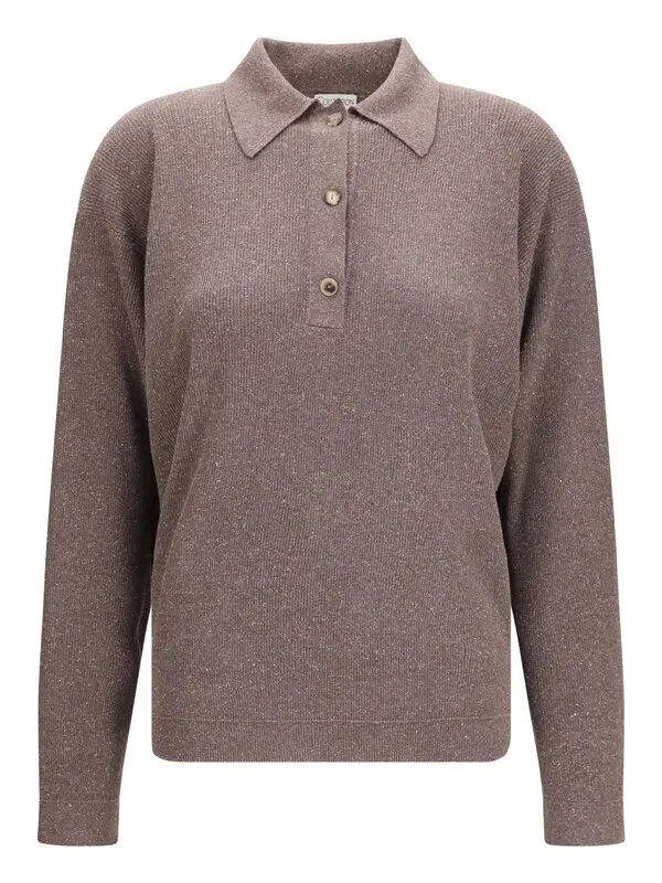 Calvin Klein Long Sleeve Sweater With Collared Neckline - Brown