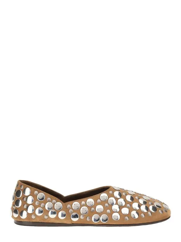 Khaite Jane Suede Ballerinas With Palladium Discs - Beige