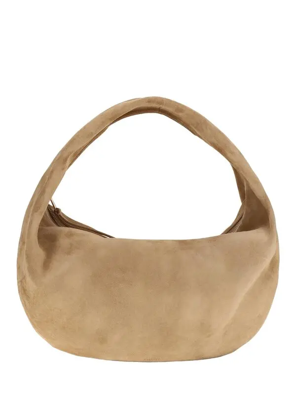 Khaite Olivia Medium Hobo Bag In Suede - Beige