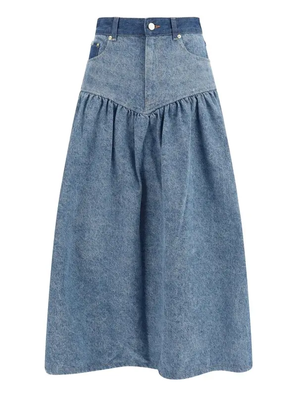 GANNI Stretch Denim Skirt - Light Blue