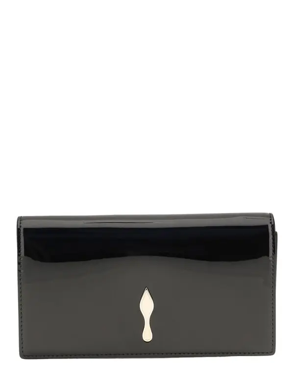 CHRISTIAN LOUBOUTIN Bettina Shoulder Bag In Patent Calf Leather With Gold Detail - Black