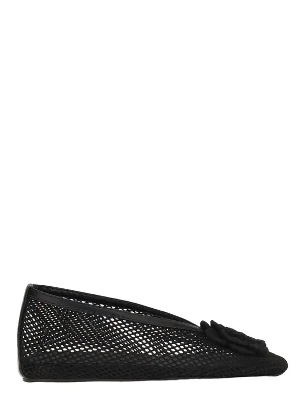 GANNI Jenny Mesh Ballerinas With Floral Detail - Black